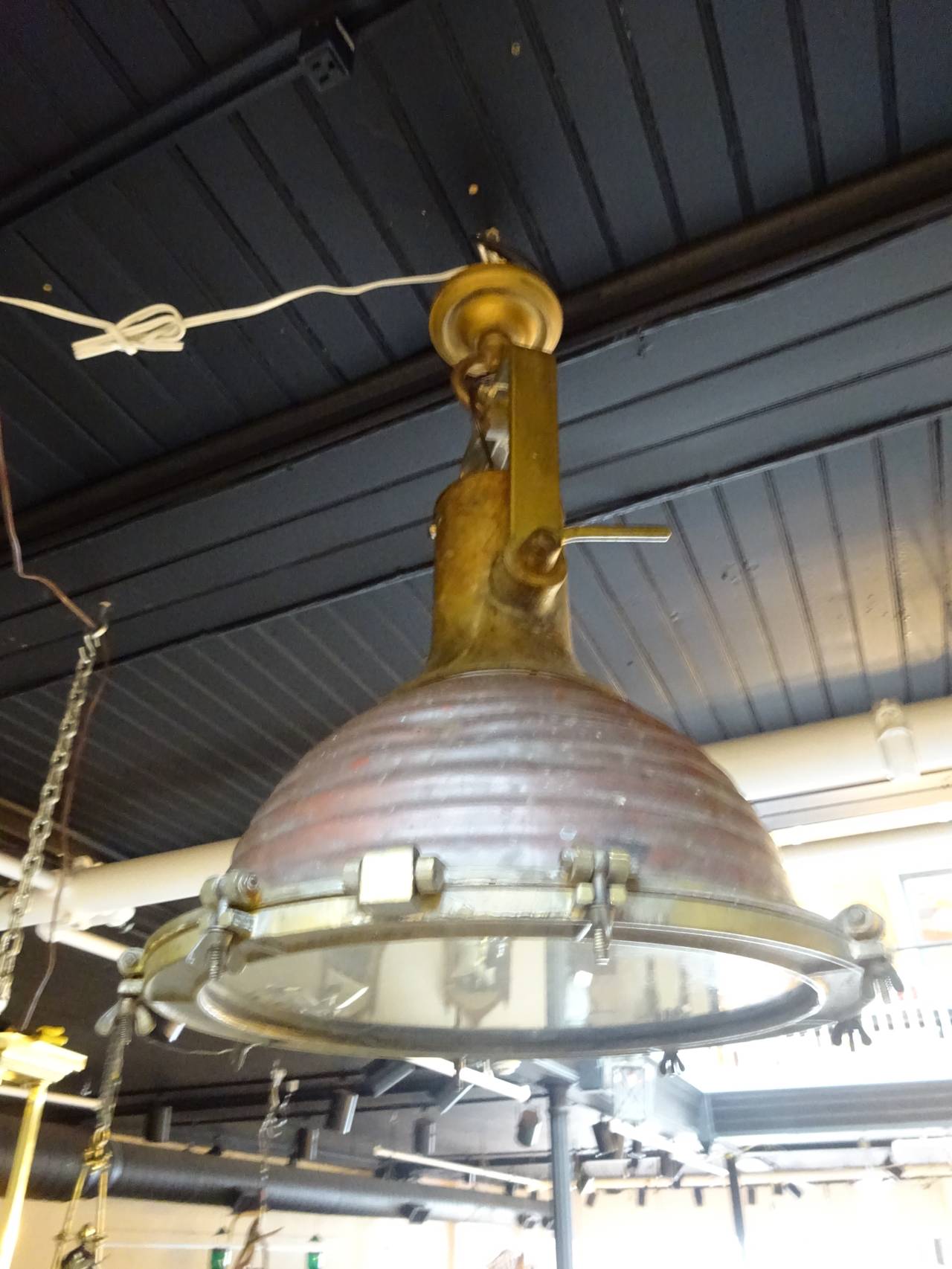 Copper and Brass Ship Deck Light For Sale at 1stDibs