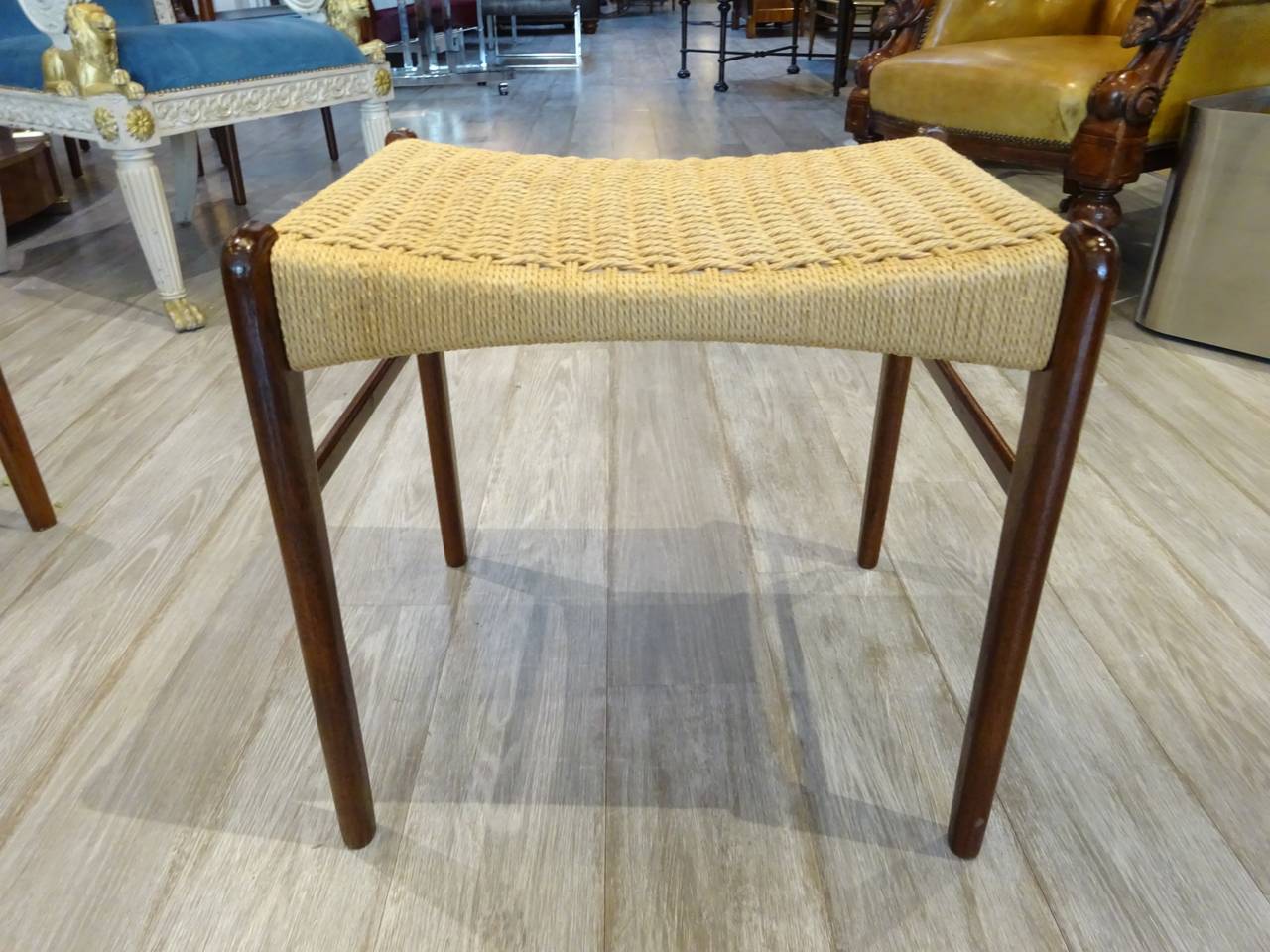 Hans Wegner Style Woven Rope Bench at 1stDibs | rope woven bench