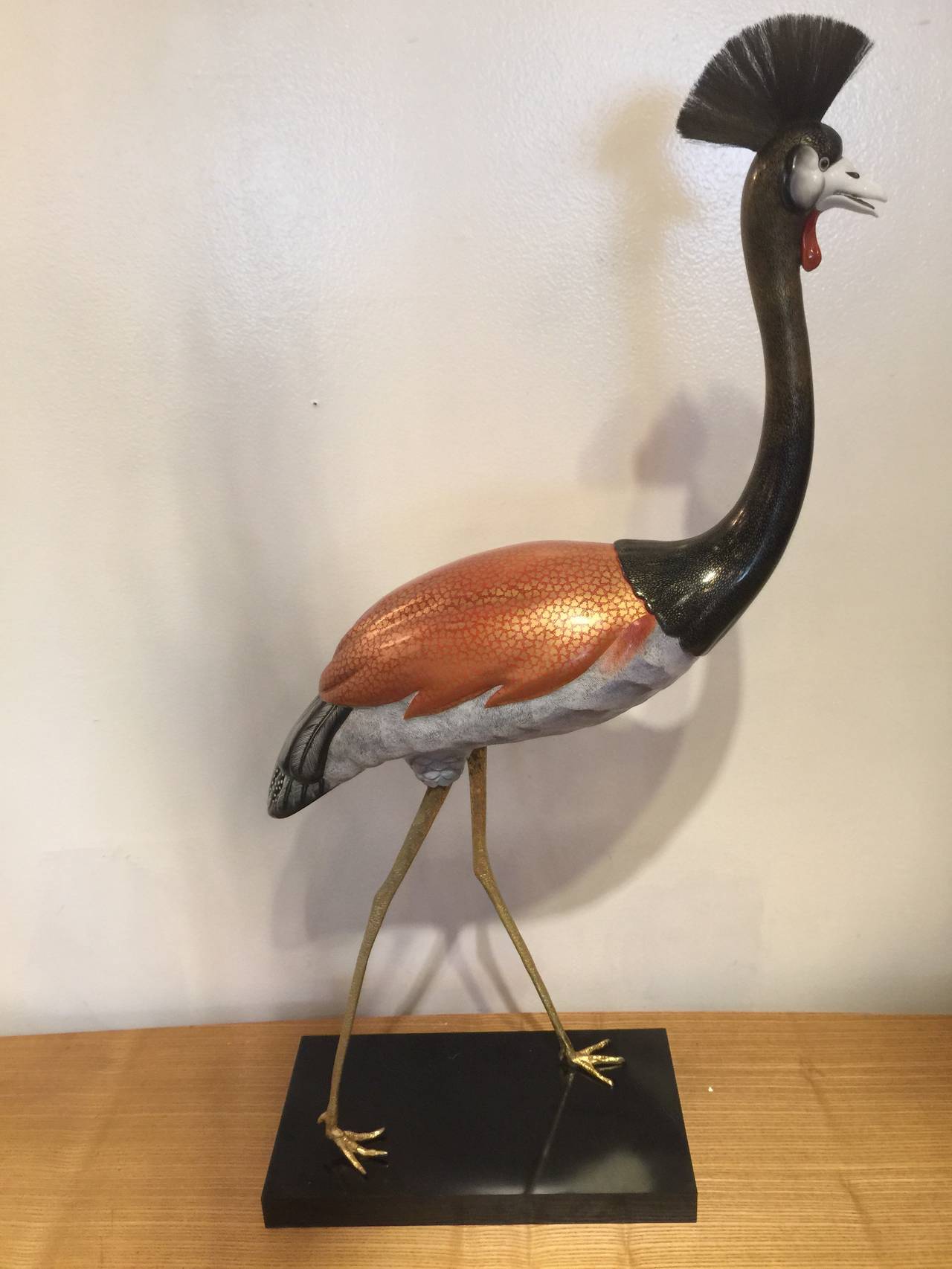 Large Grey Crowned Crane Sculpture by Mangani for Oggetti, Italy at 1stDibs