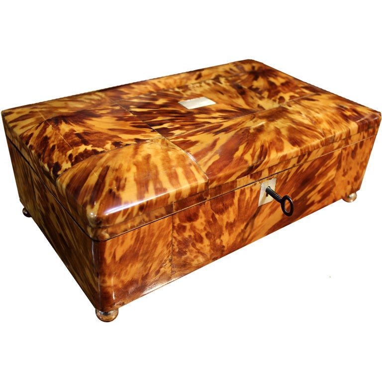 An Unusually Large English 19th c. Blonde Veneered Valuables Box at 1stDibs