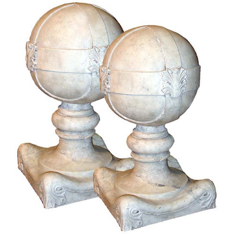 Large Pair of Neoclassical 18th Century Marble Balustrade Finials at ...
