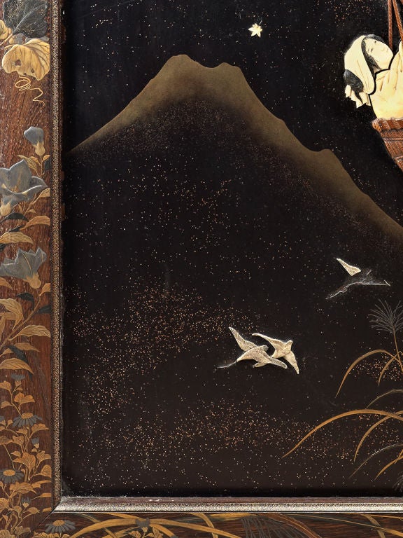 A Japanese inlaid wood panel at 1stDibs