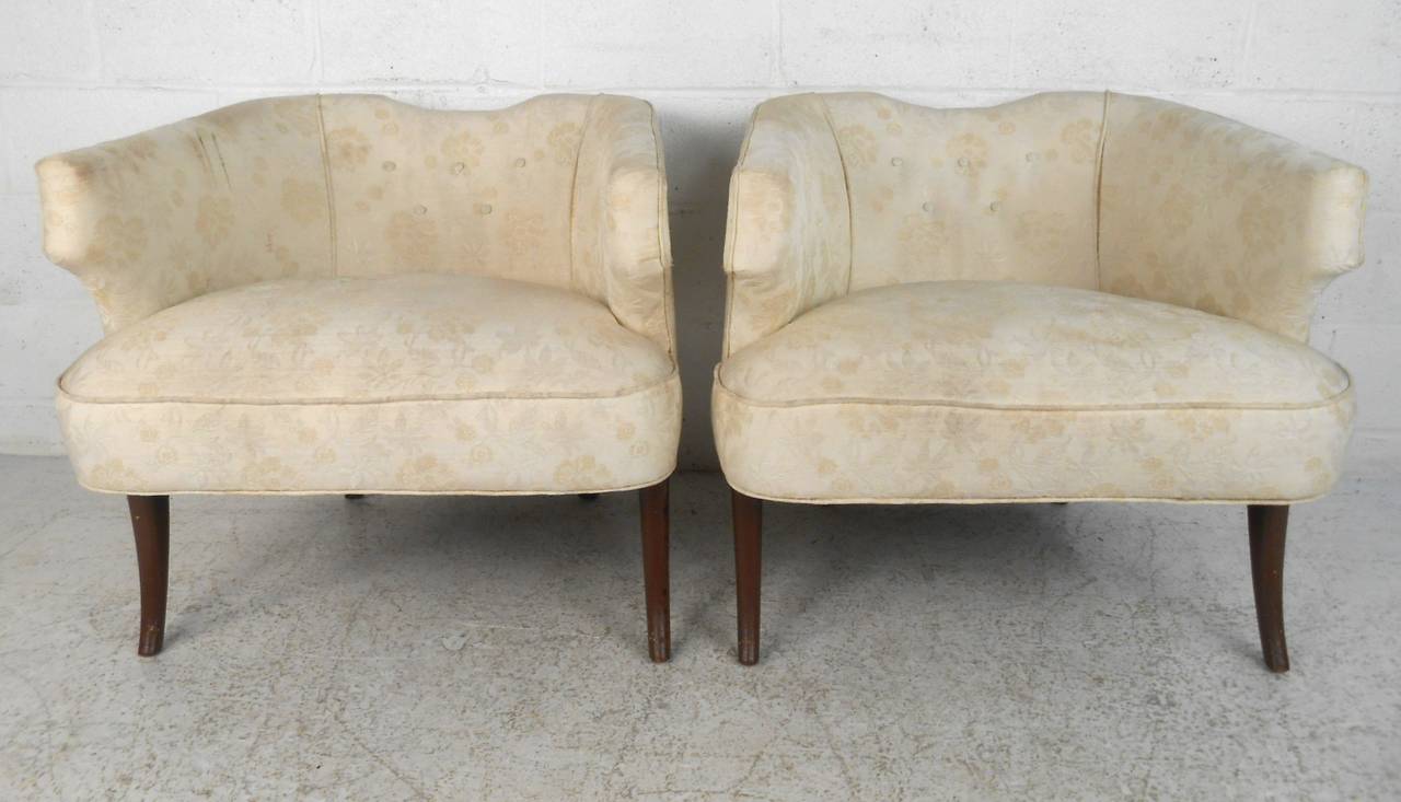 Unique Pair of Mid-Century Modern Sculpted Back Armchairs at 1stDibs ...