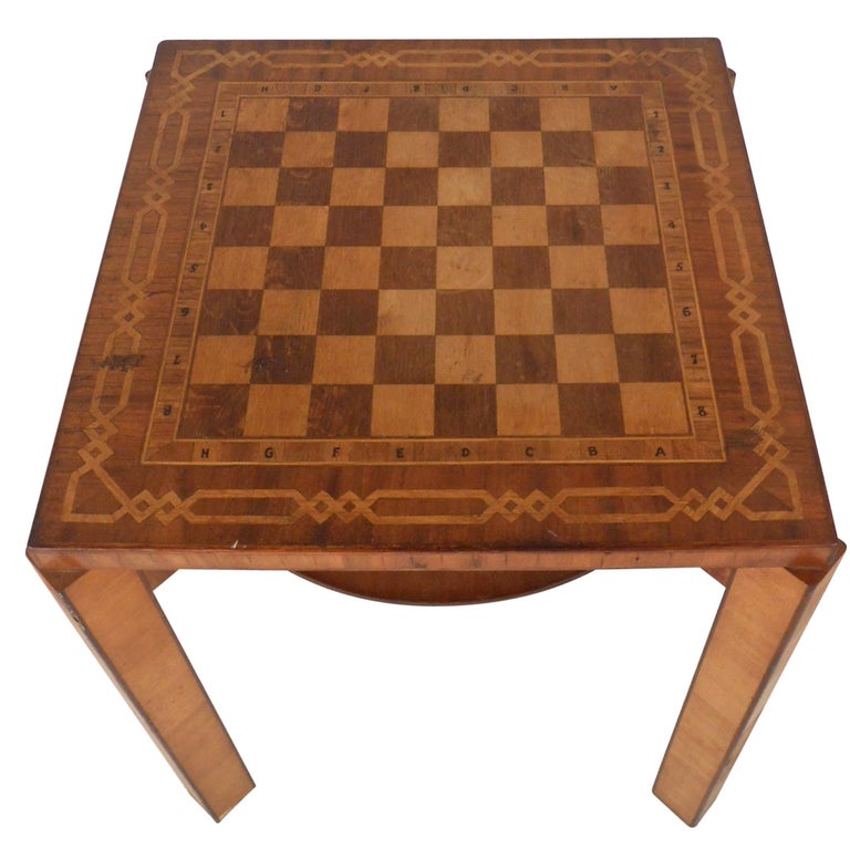 Unique Vintage Decorative Inlay Chess and Gaming Table at 1stDibs