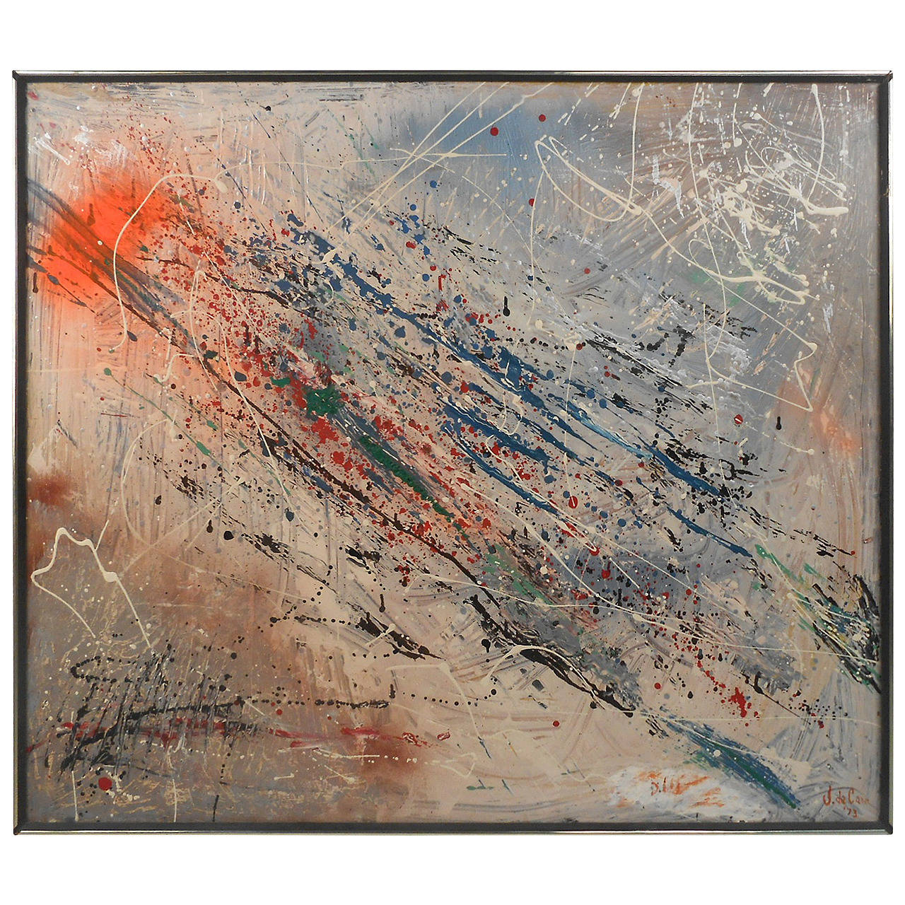 Large Mid-Century Modern Abstract Painting by J. deCaro at 1stDibs