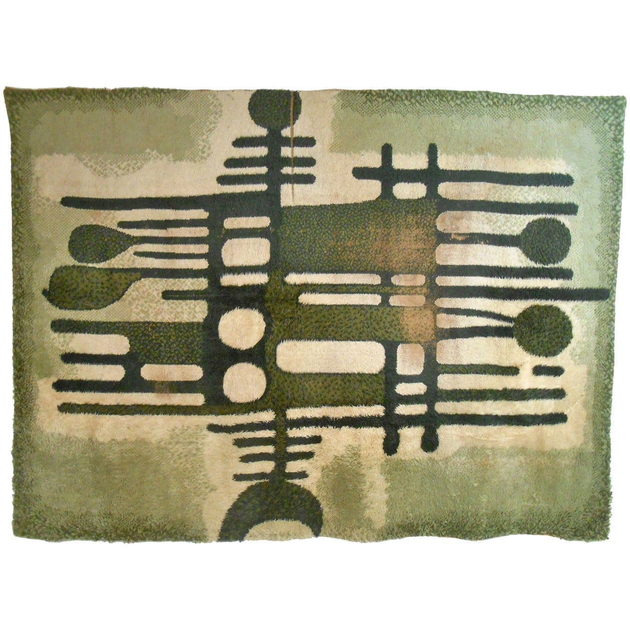 Large Mid-Century Modern Abstract Shag Rug at 1stDibs