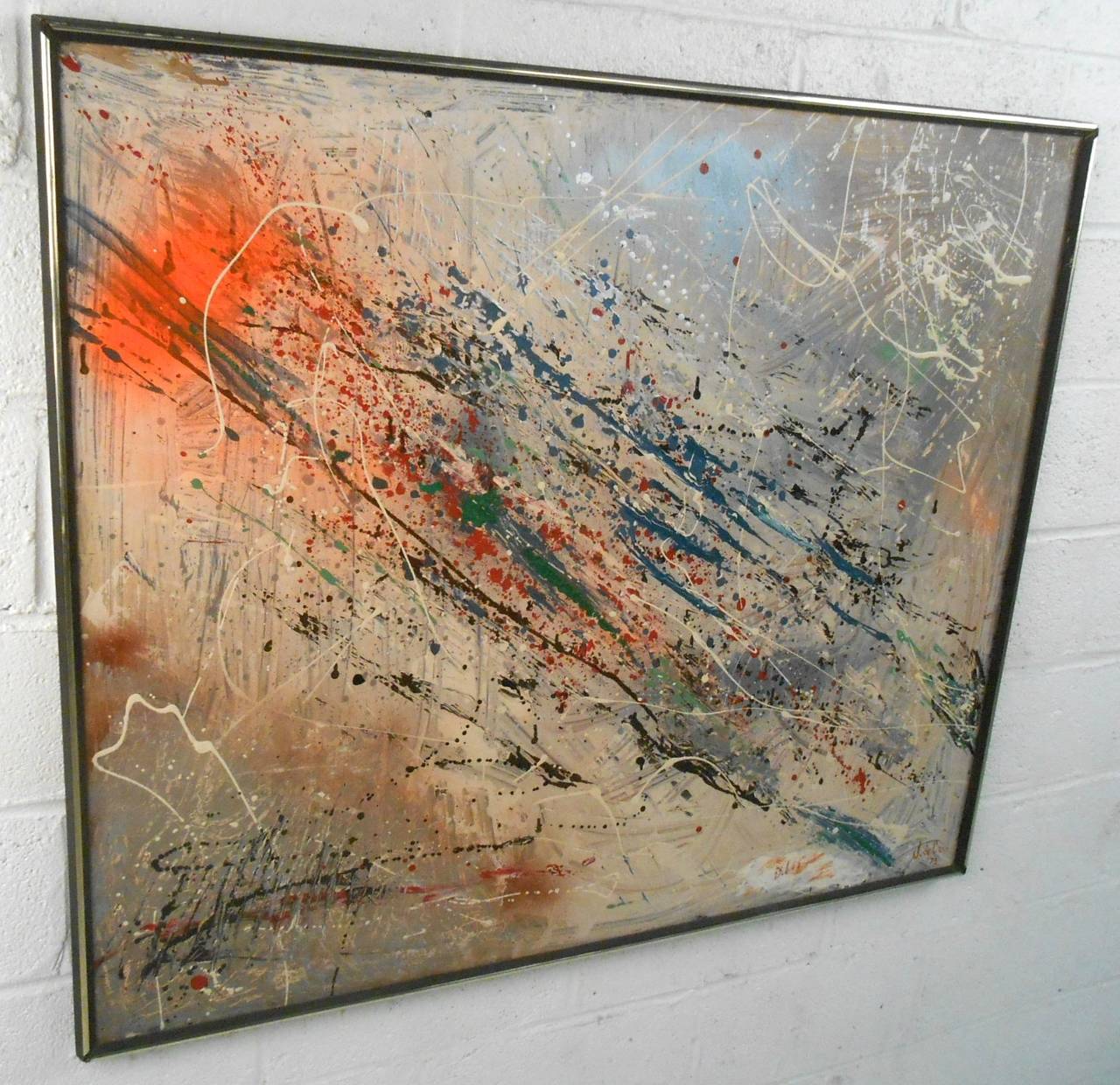 Large Mid-Century Modern Abstract Painting by J. deCaro at 1stDibs