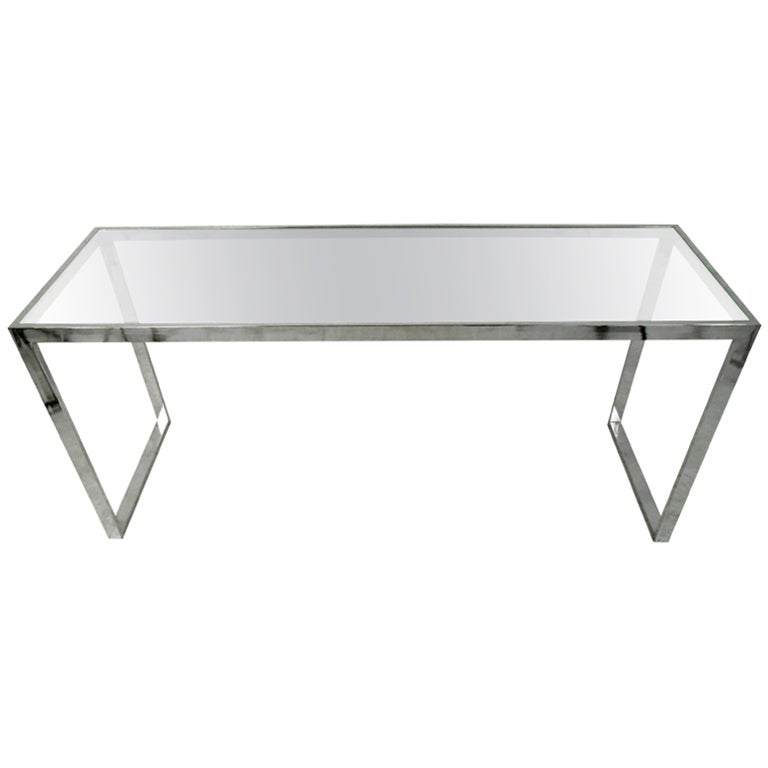 Mid-Century Modern Chrome and Glass Console Table at 1stDibs