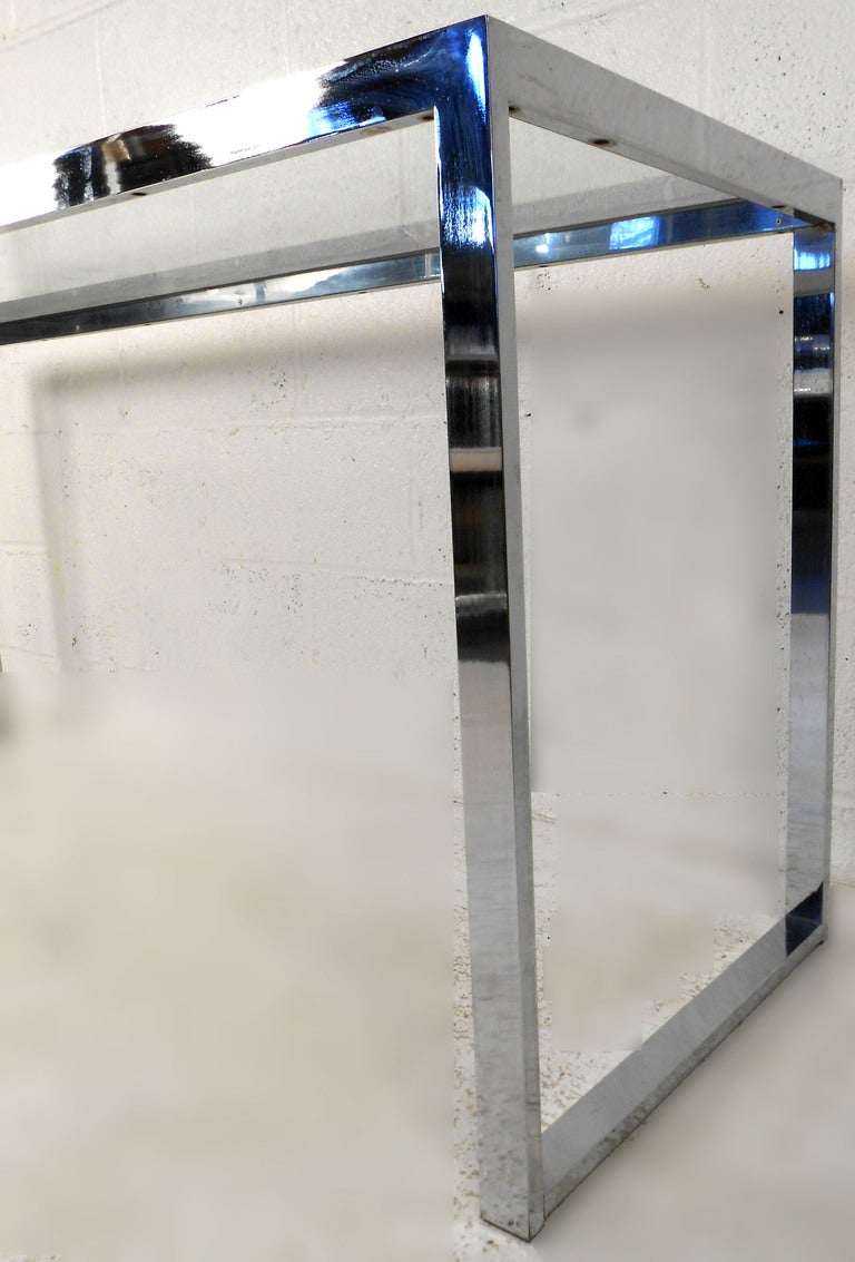 Mid-Century Modern Chrome and Glass Console Table at 1stDibs