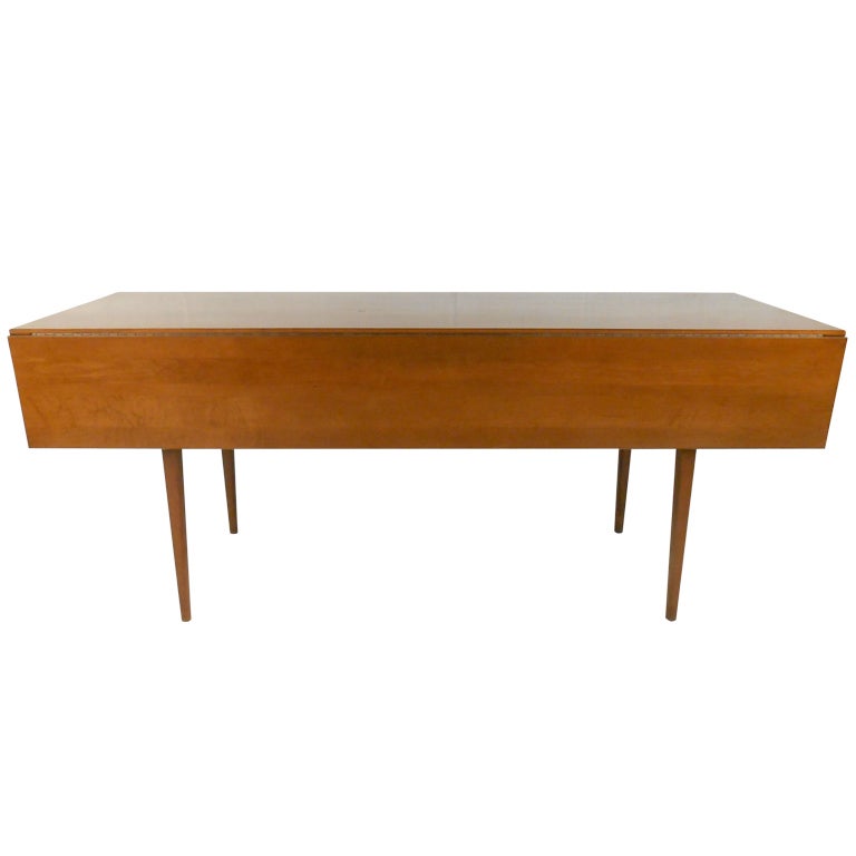 Uniquely Long Mid-Century Modern Drop Leaf Table at 1stDibs