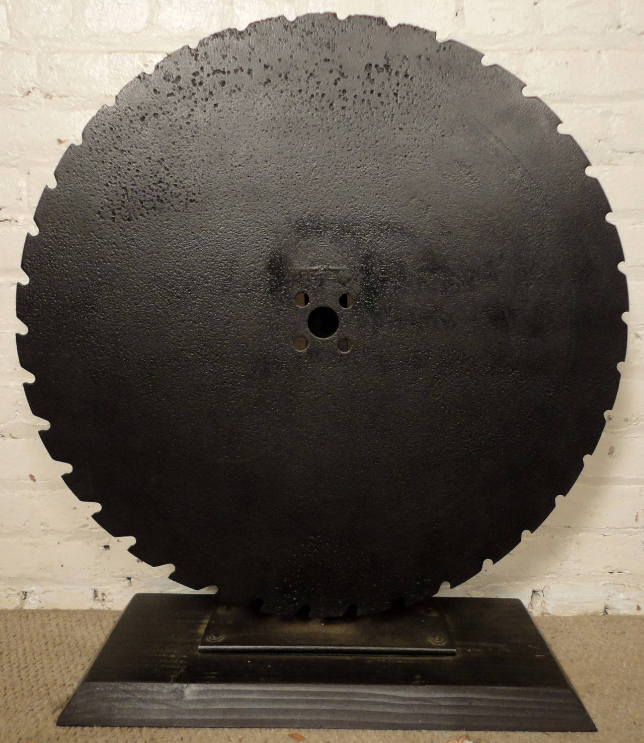 Pair Of Solid Iron Mounted Saw Wheels For Sale at 1stDibs