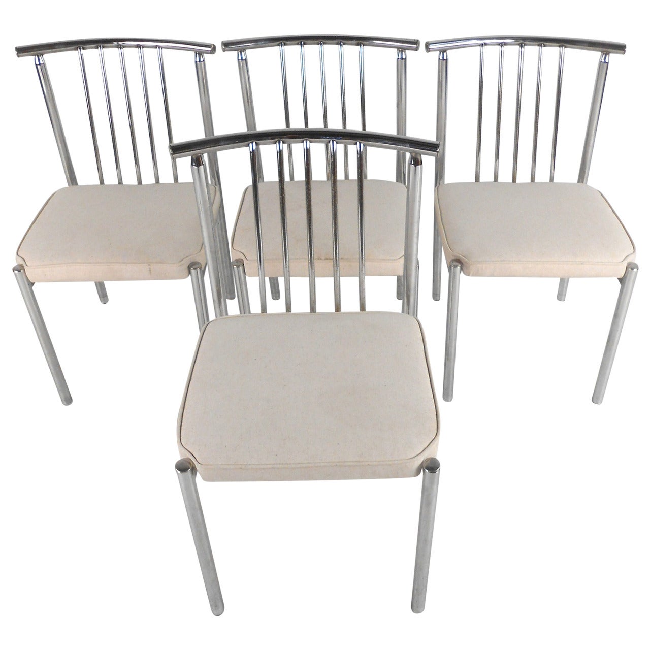Set of Unique Mid-Century Modern Designer Chrome Dining Chairs at 1stDibs
