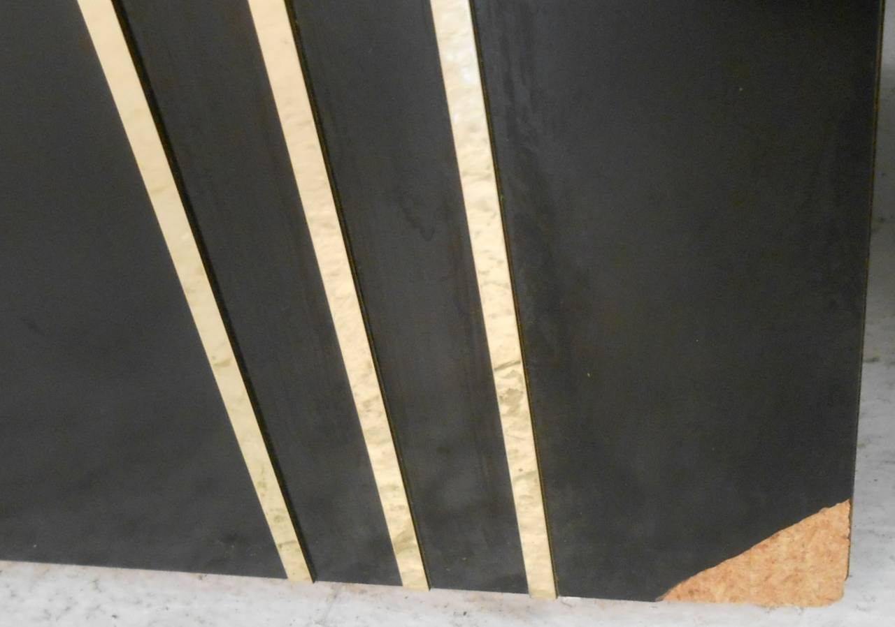 Pair of Mid-Century Modern Pedestal Columns with Brass Trim at 1stDibs