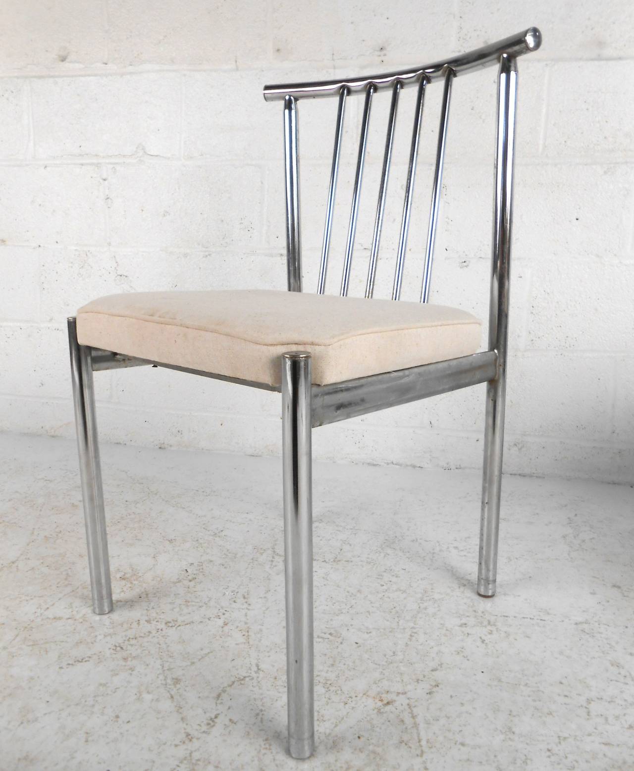 Set of Unique Mid-Century Modern Designer Chrome Dining Chairs at 1stDibs
