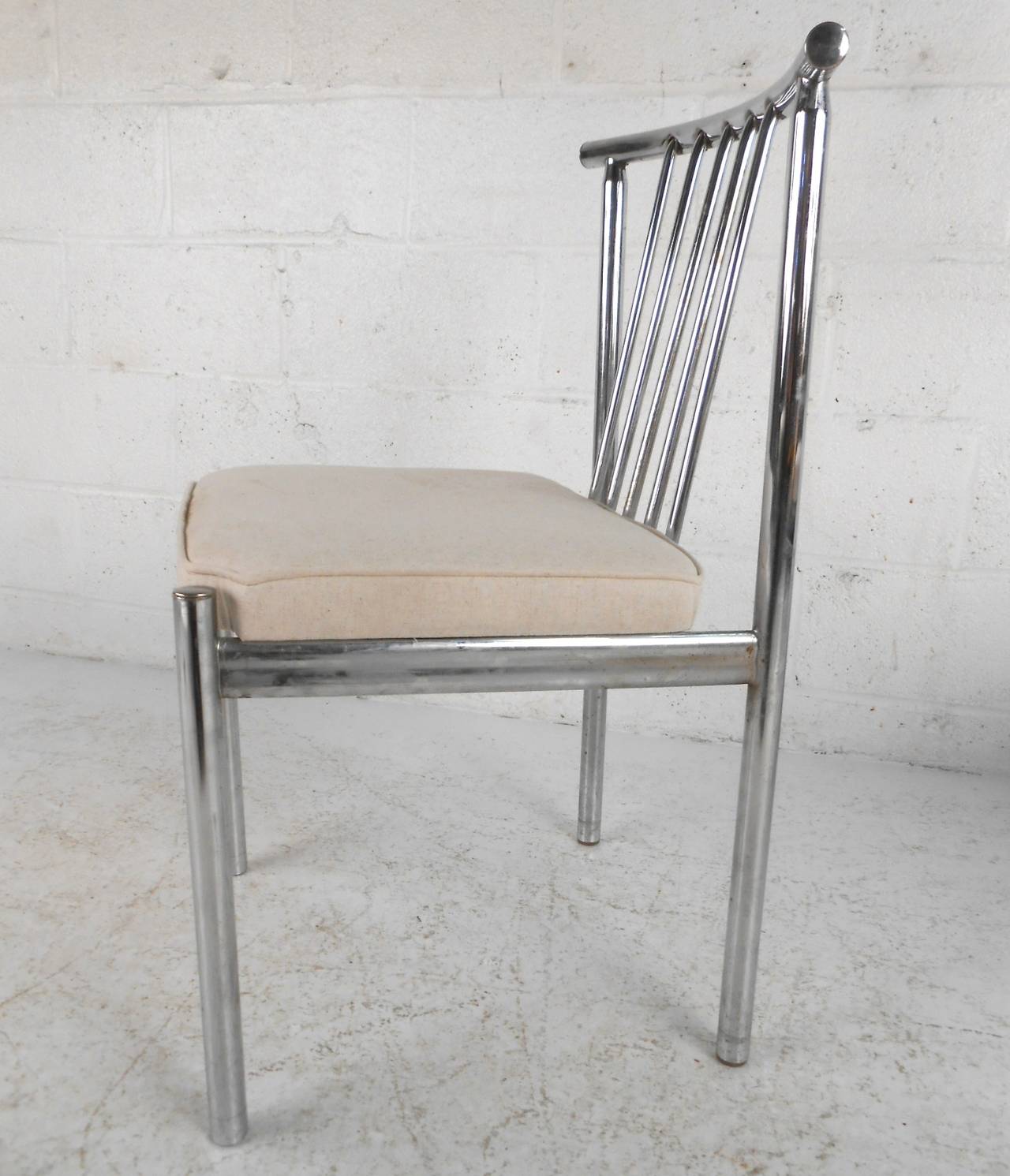 Set of Unique Mid-Century Modern Designer Chrome Dining Chairs at 1stDibs