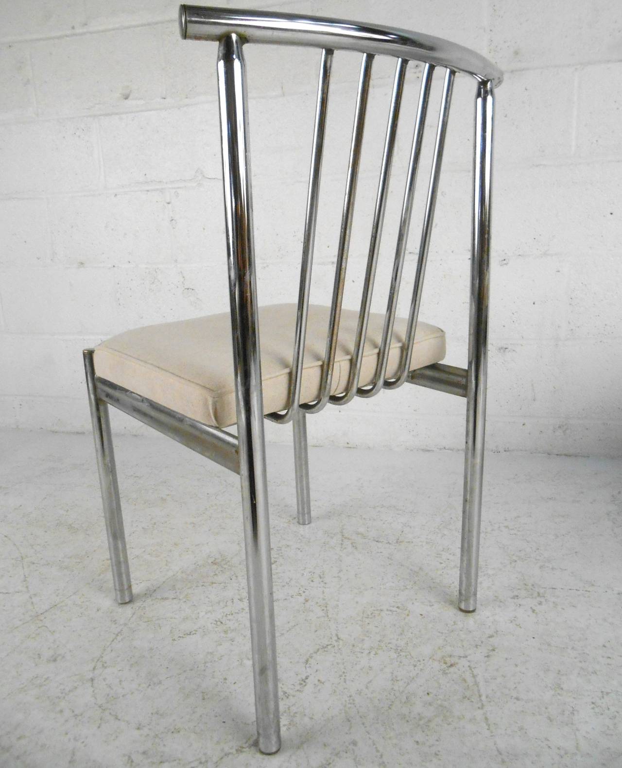 Set of Unique Mid-Century Modern Designer Chrome Dining Chairs at 1stDibs
