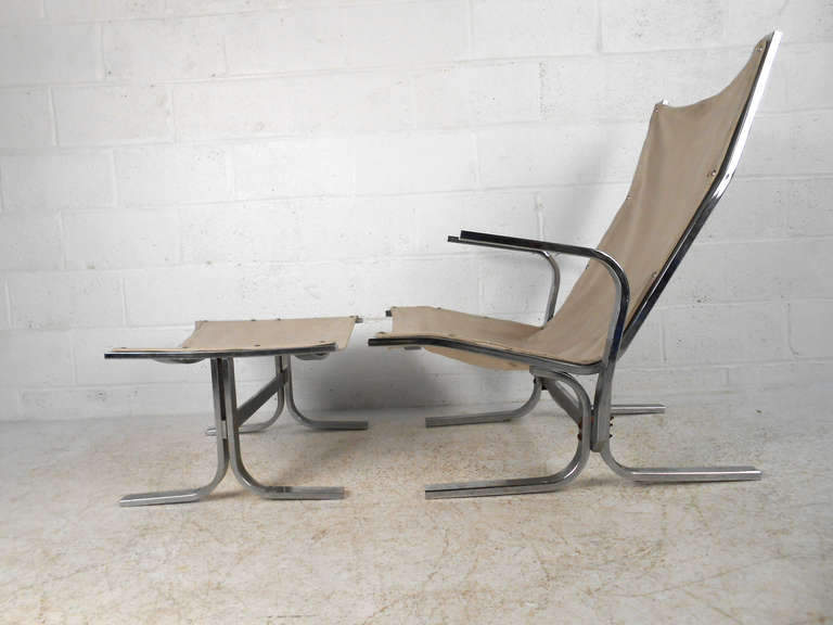 Ingmar Relling Style Sling Lounge Chair and Ottoman For Sale at 1stDibs ...