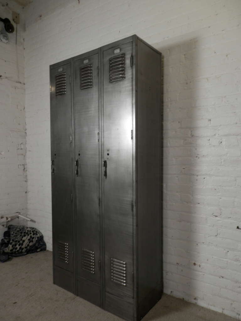 Tall Set Of Vintage Mid-Century Factory Lockers at 1stDibs