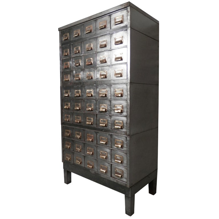 Industrial Stacked Card File Cabinet at 1stDibs