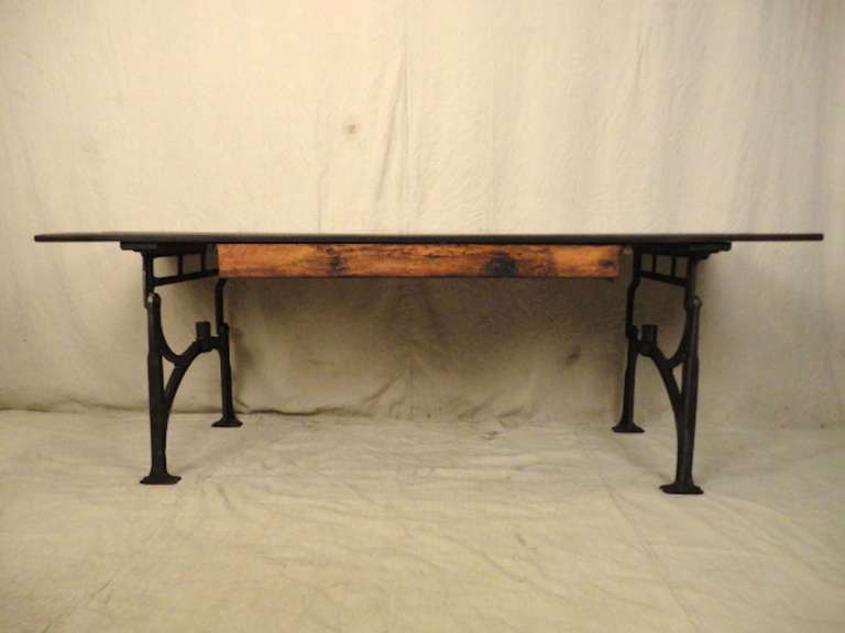 Machine Age Work Table with Iron Base at 1stDibs