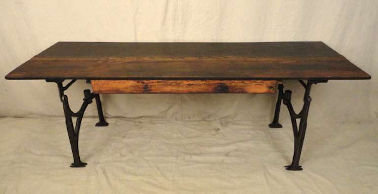 Machine Age Work Table with Iron Base at 1stDibs