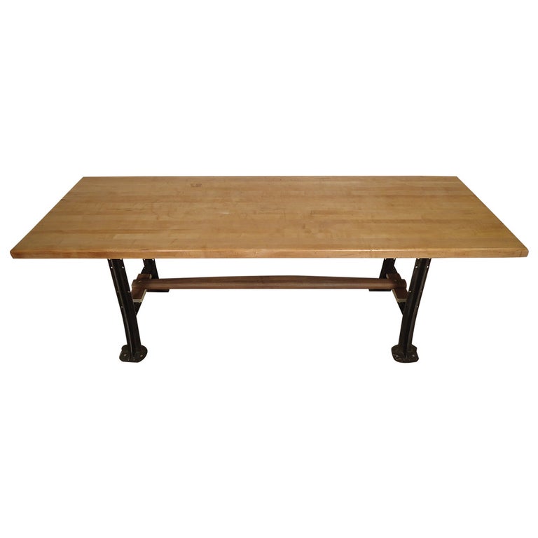 Butcher Block Dining Table on Solid Iron Legs For Sale at 1stDibs
