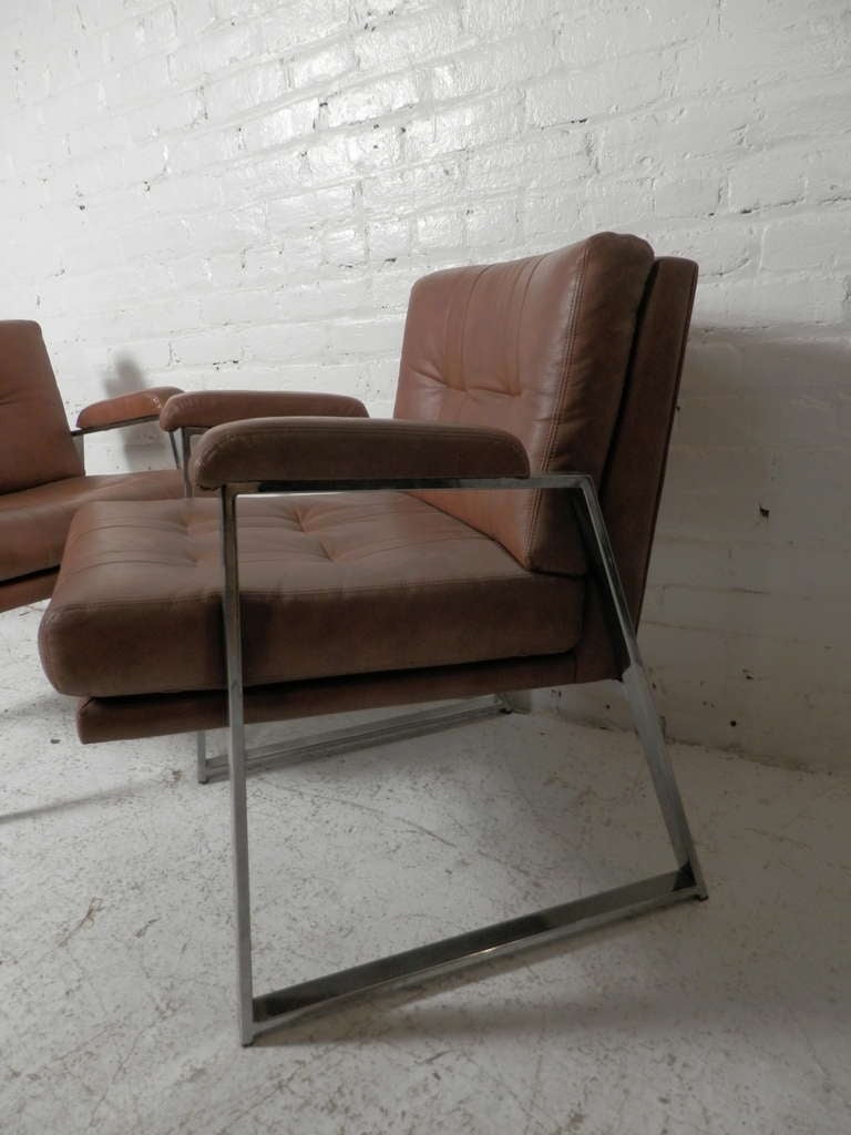 Milo Baughman Style Chrome Chairs at 1stDibs