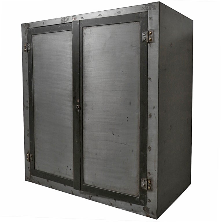 Brass-Clad Midcentury Two-Door Cabinet at 1stDibs