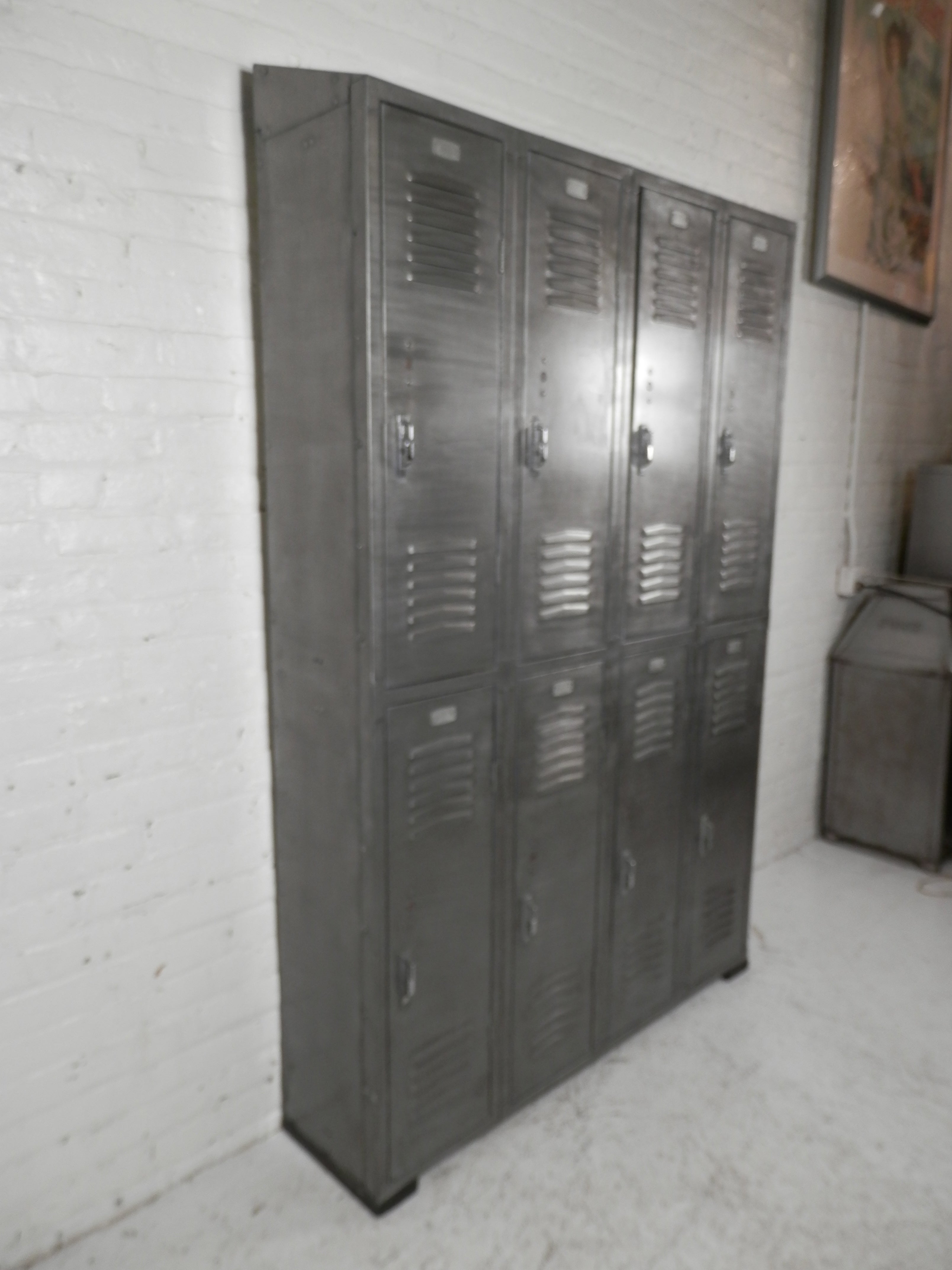 Industrial Metal Double Tier Locker Unit at 1stDibs