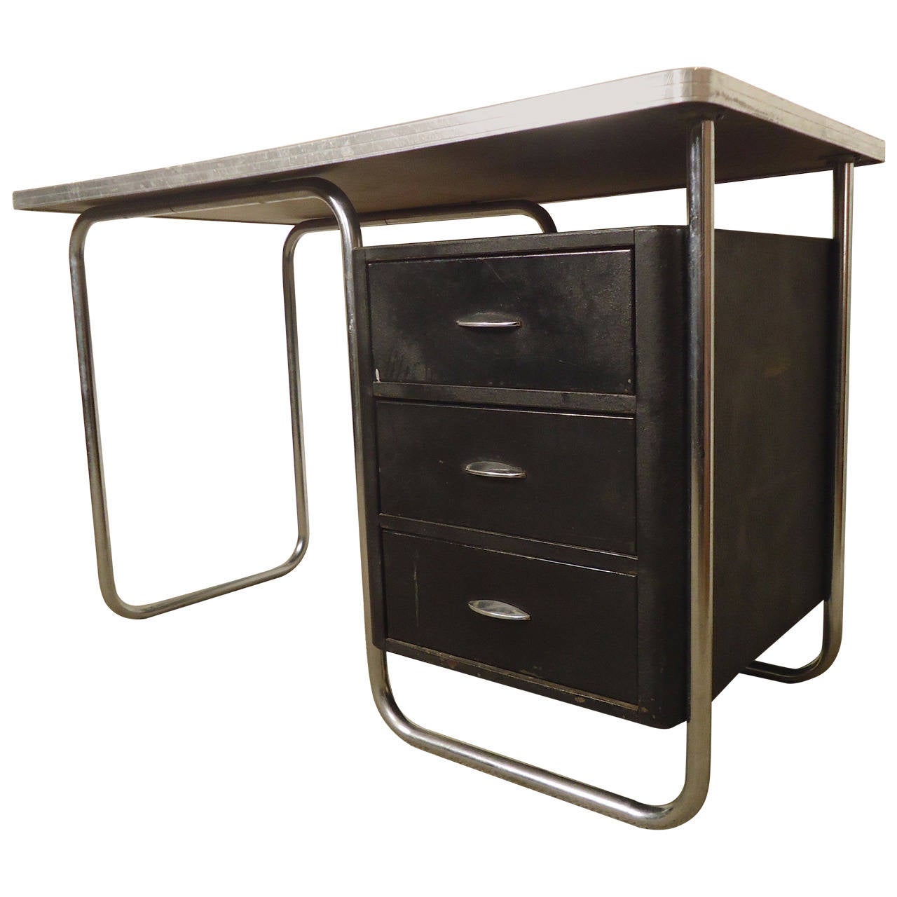 Royal Chrome Black Metal Desk at 1stDibs
