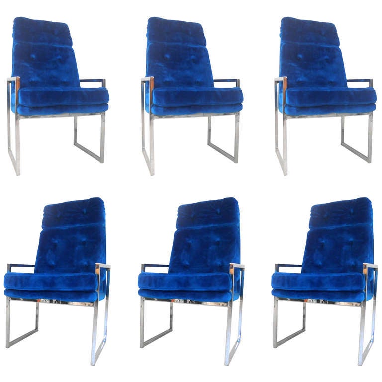 Impressive Chrome Dining Chairs with High Back at 1stDibs