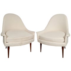 Pair of Mid-Century Modern Round Back Arm Chairs at 1stDibs