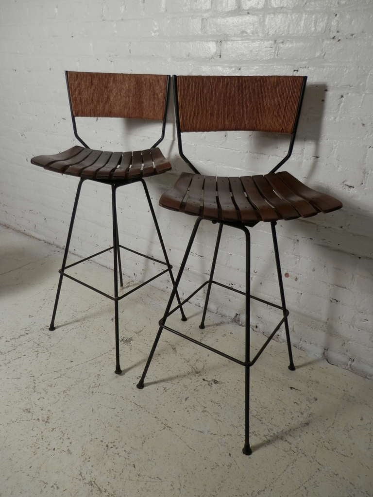 Classic Arthur Umanoff Slat Stools at 1stDibs