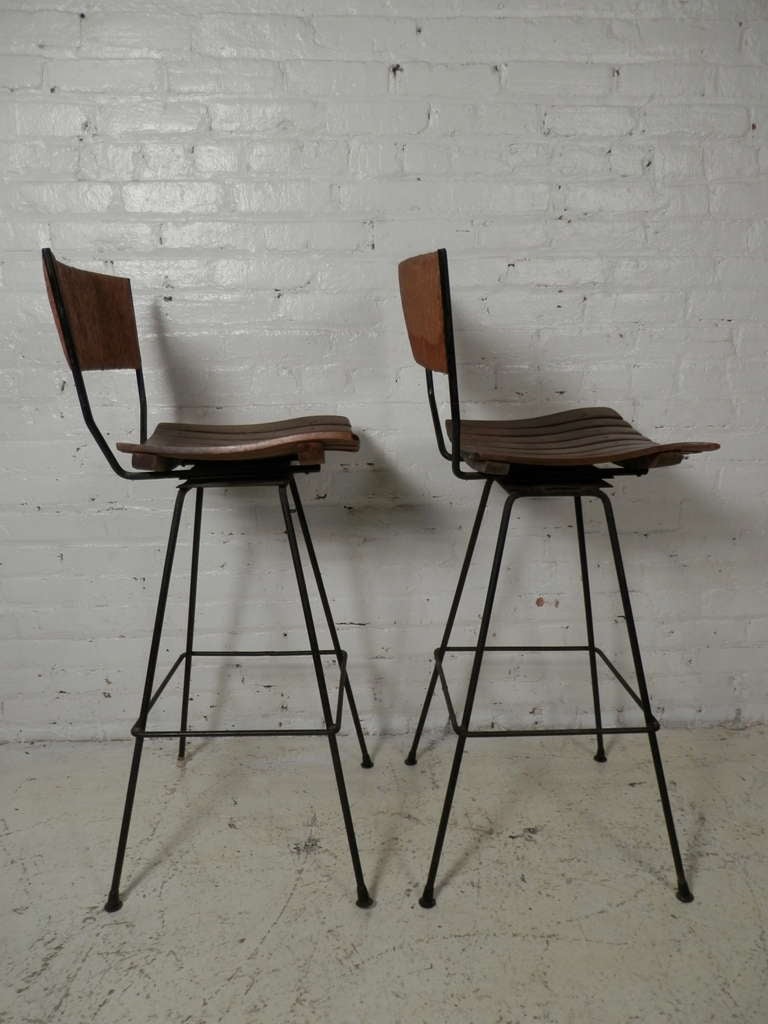 Classic Arthur Umanoff Slat Stools at 1stDibs