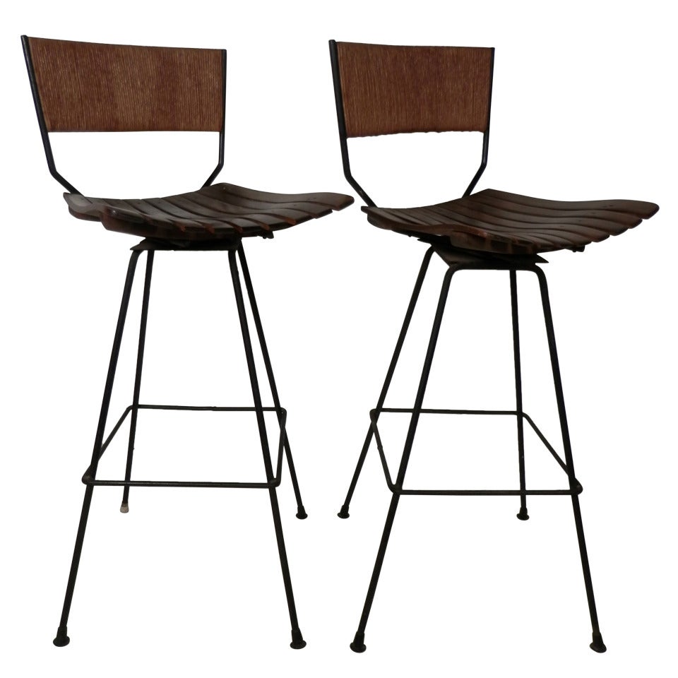Classic Arthur Umanoff Slat Stools at 1stDibs