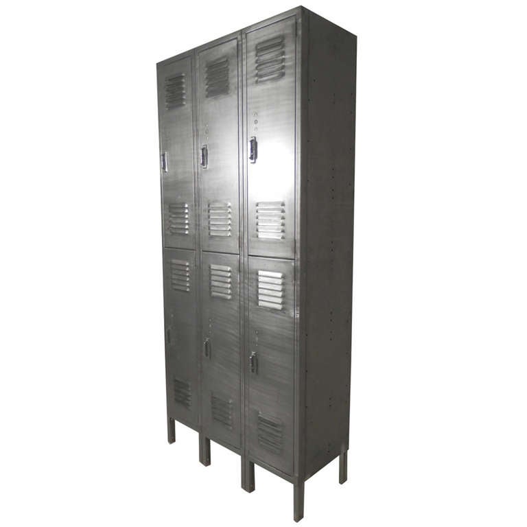 Vintage Locker Set In Brushed Metal Finish at 1stDibs