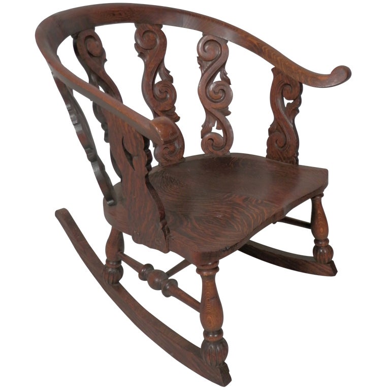 Antique Tiger Oak Rocker at 1stDibs | antique tiger oak rocking chair ...