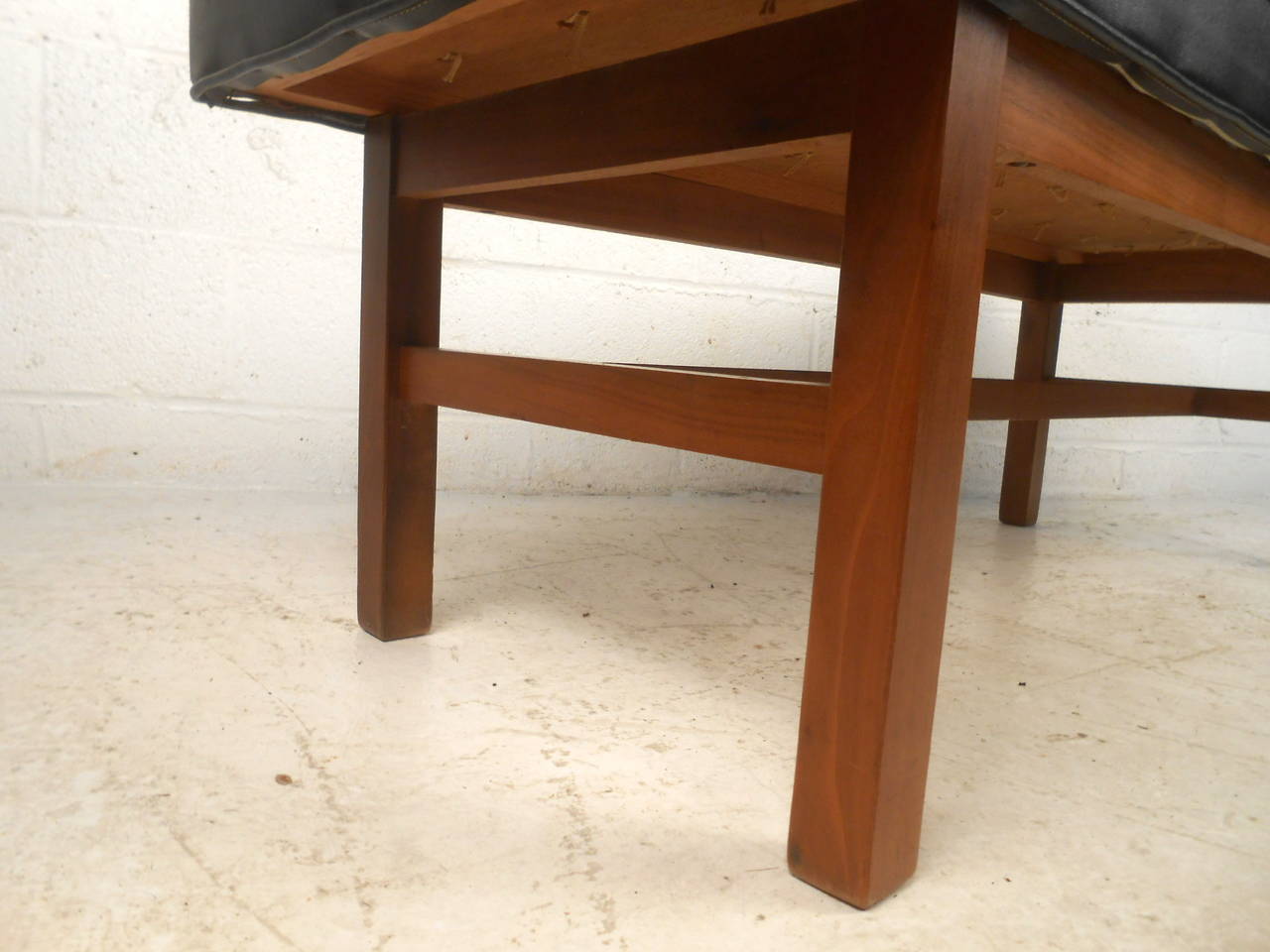 Mid-Century Modern Tufted Vinyl Bench For Sale at 1stDibs