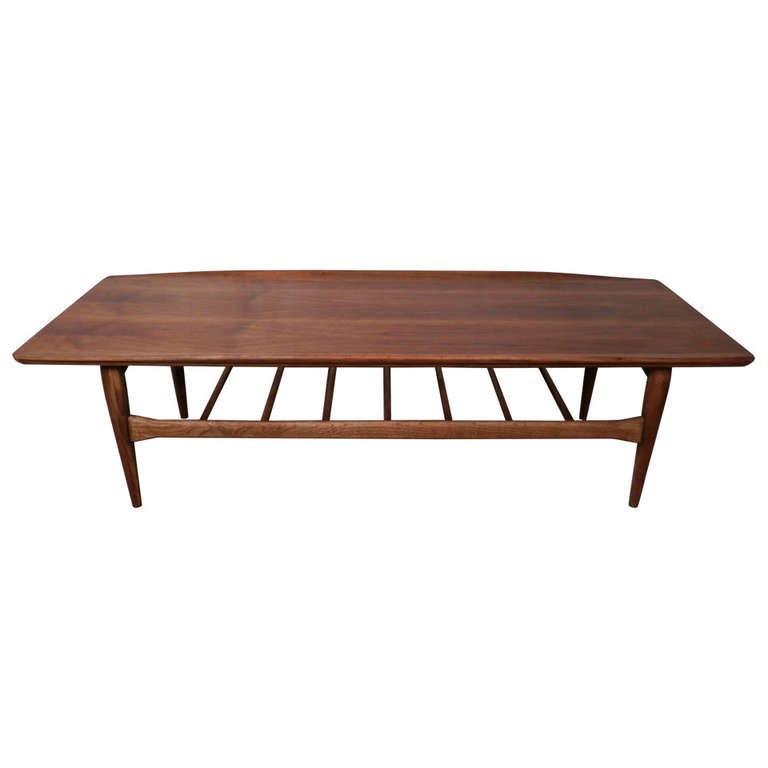 Attractive Curved Edge Table w/ Slat Shelf at 1stDibs
