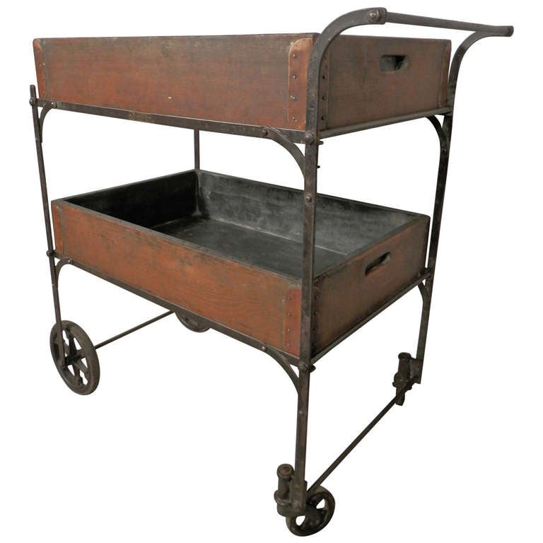 Antique Industrial Two Level Cart at 1stDibs