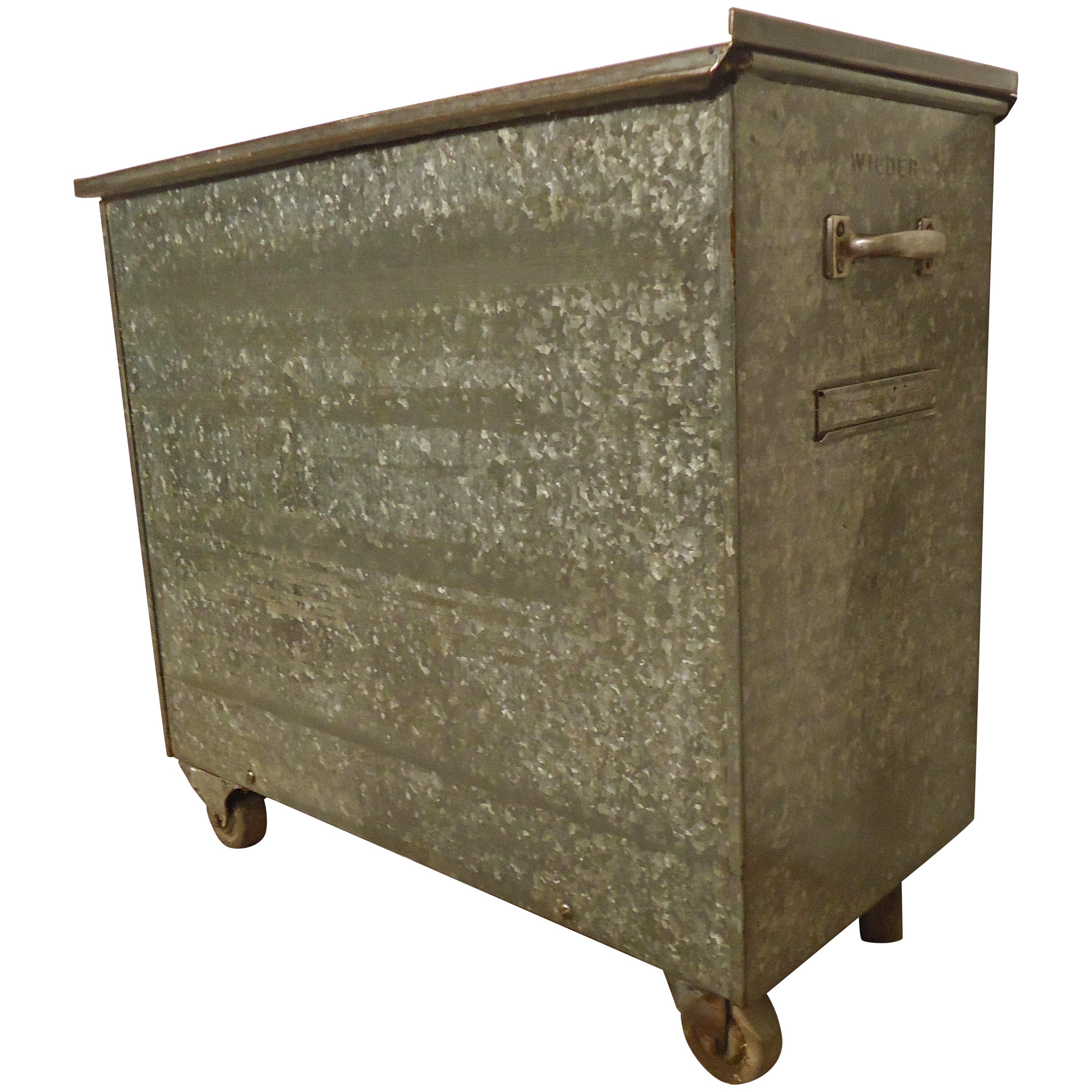 Vintage Galvanized Metal Trash Cart For Sale at 1stDibs