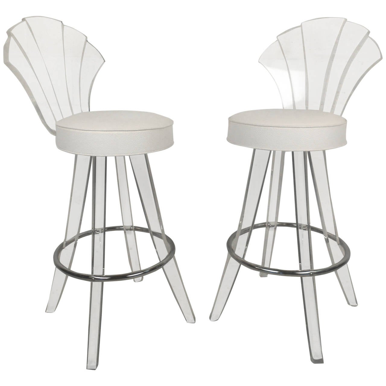 Pair of Mid-Century Lucite Stools at 1stDibs