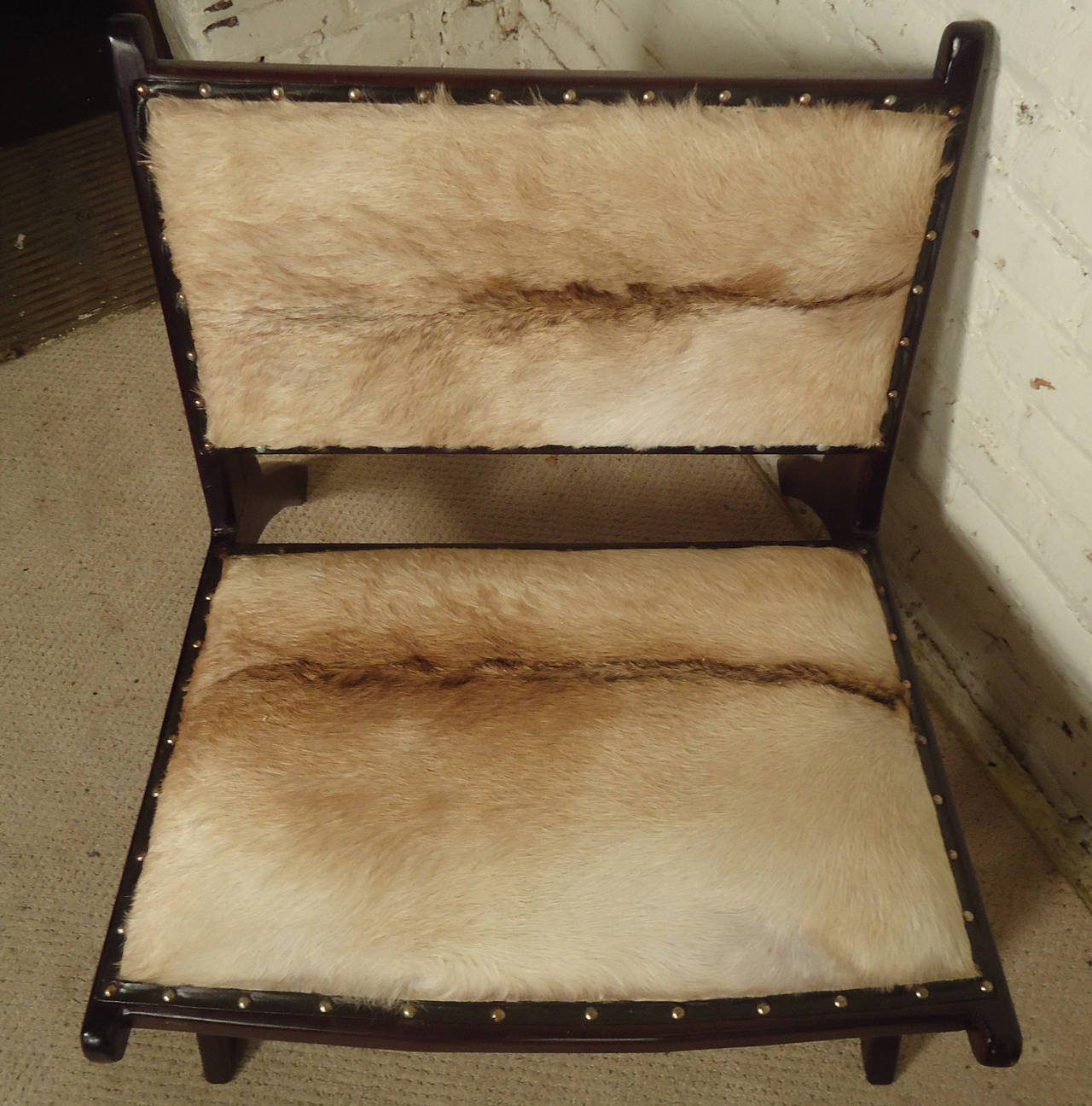 Pair of Mid Century Style Cowhide Covered Side Chairs at 1stDibs