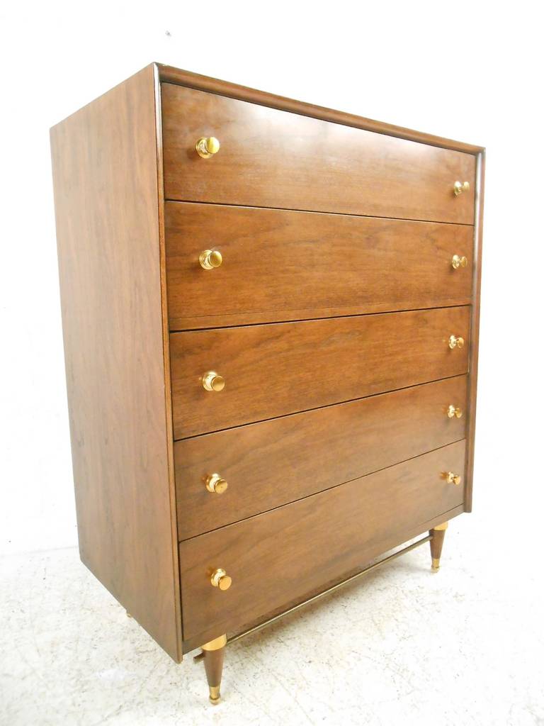 Mid-Century American Walnut Highboy Dresser at 1stDibs