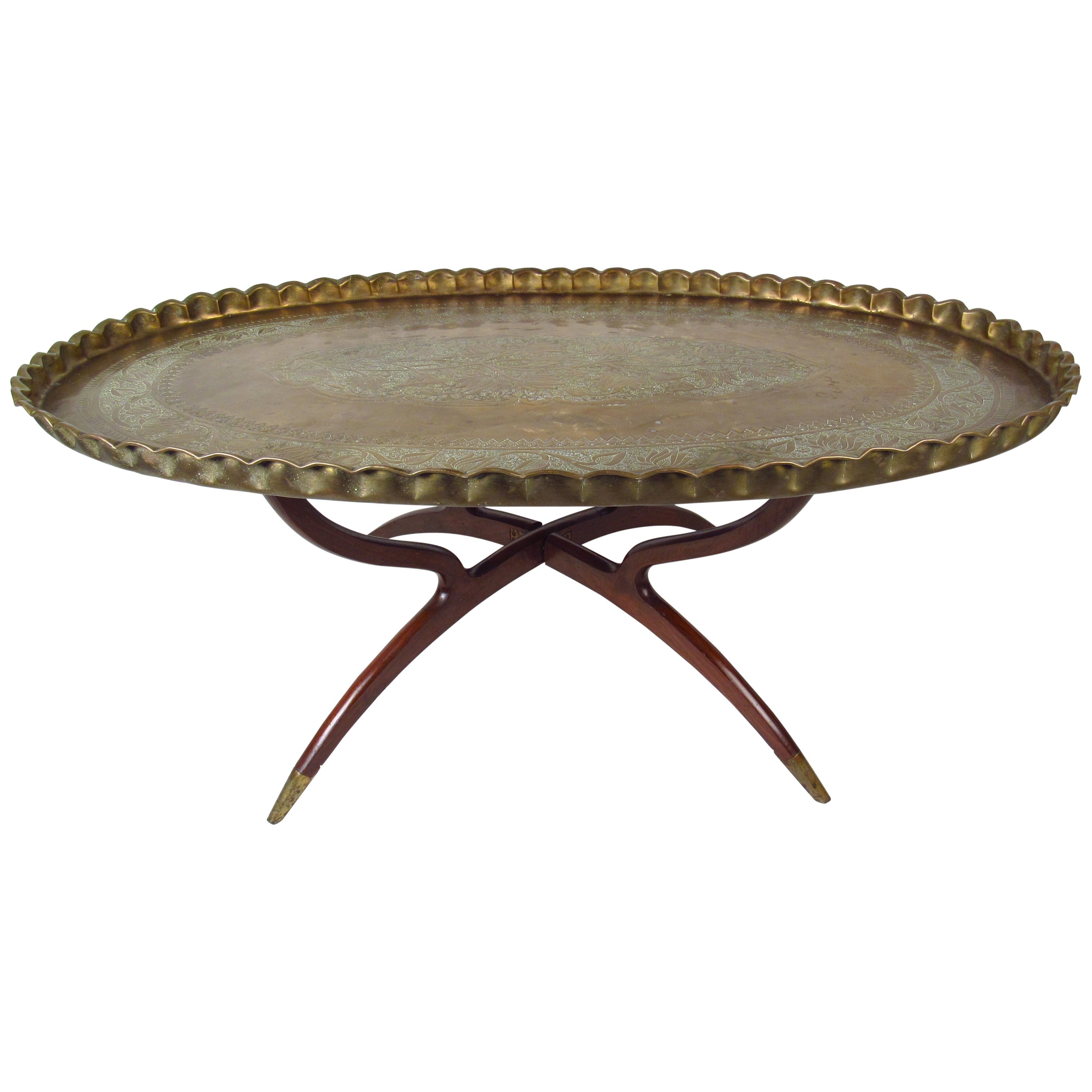 Moroccan Style Bronze Engraved Coffee Table at 1stDibs
