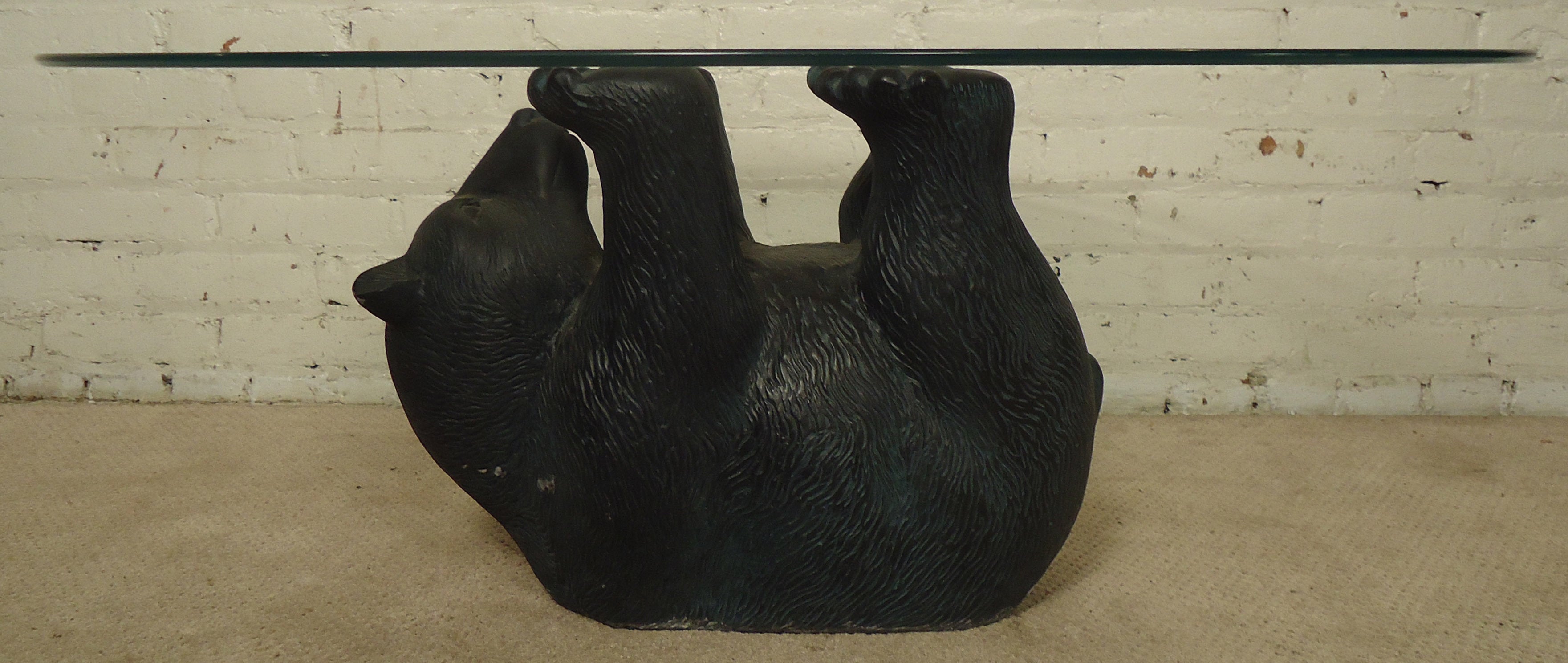 Mid-Century Sculptural Bear Table With Glass Top For Sale at 1stDibs ...