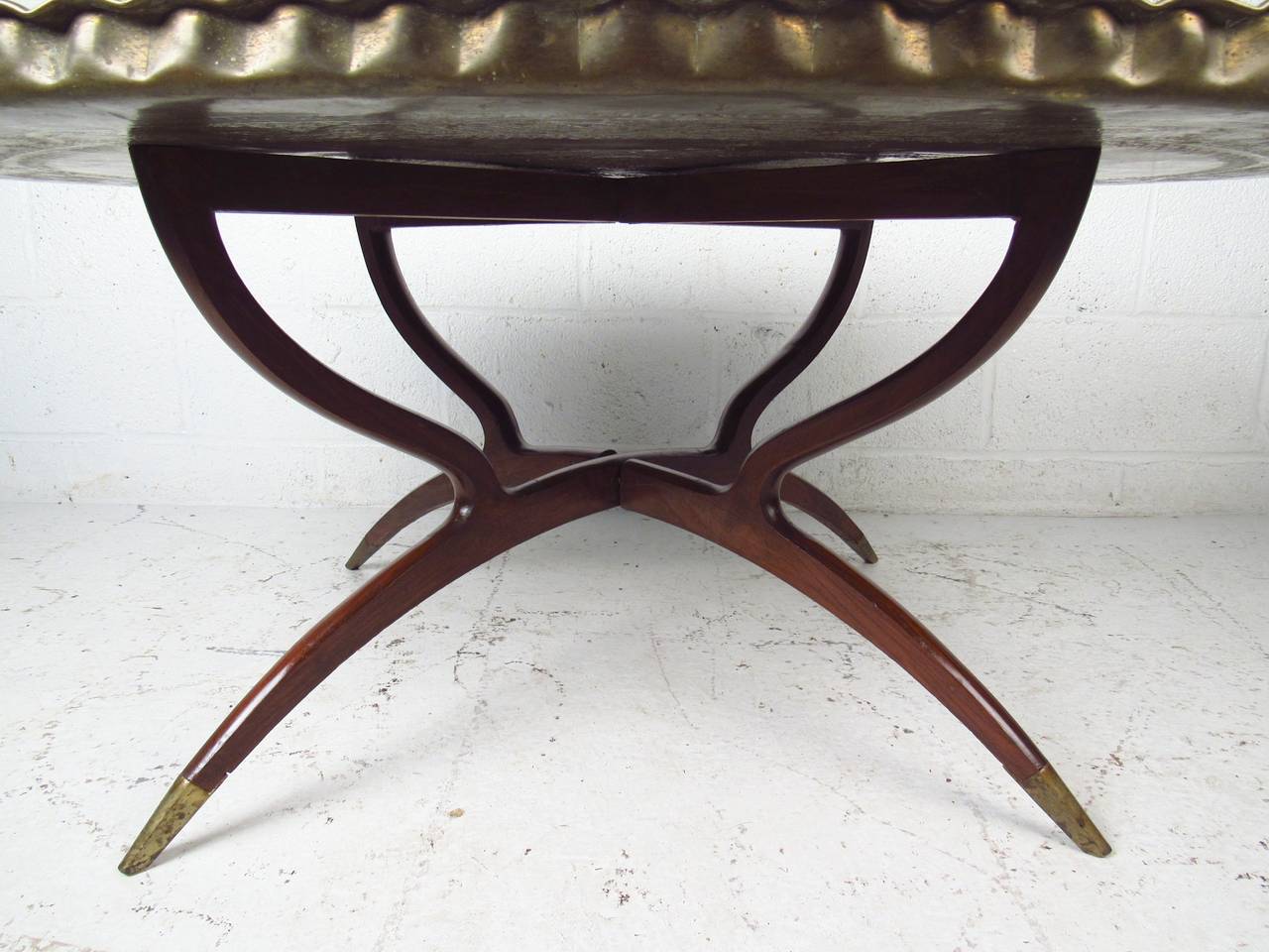 Moroccan Style Bronze Engraved Coffee Table at 1stDibs