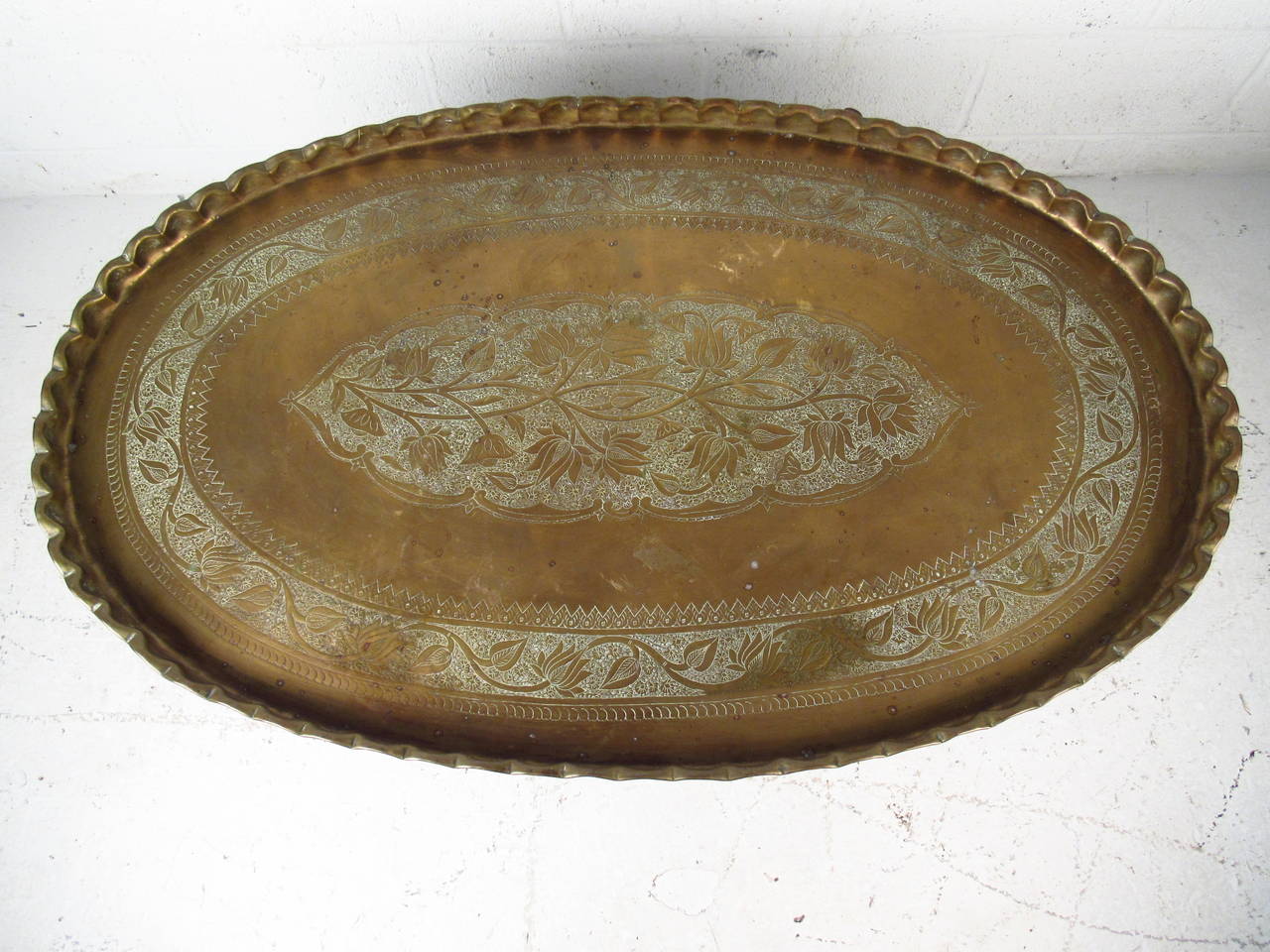 Moroccan Style Bronze Engraved Coffee Table at 1stDibs