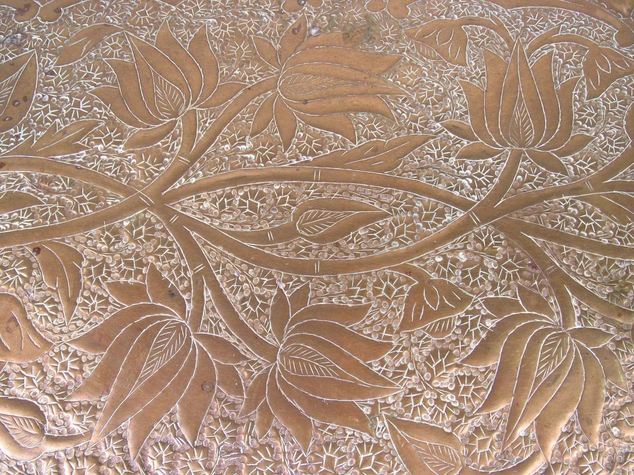 Moroccan Style Bronze Engraved Coffee Table at 1stDibs