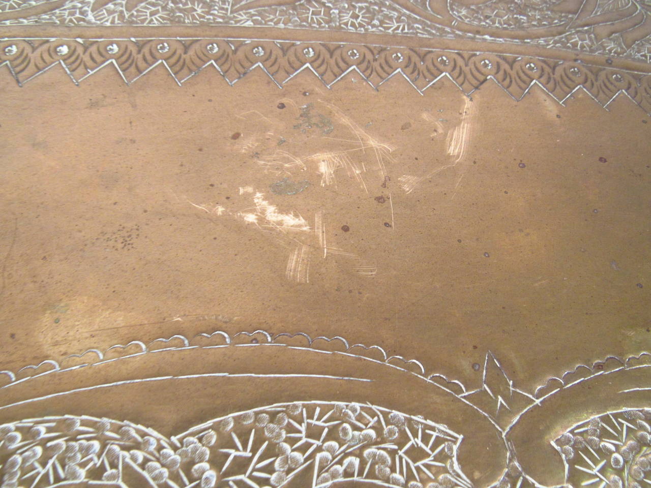 Moroccan Style Bronze Engraved Coffee Table at 1stDibs